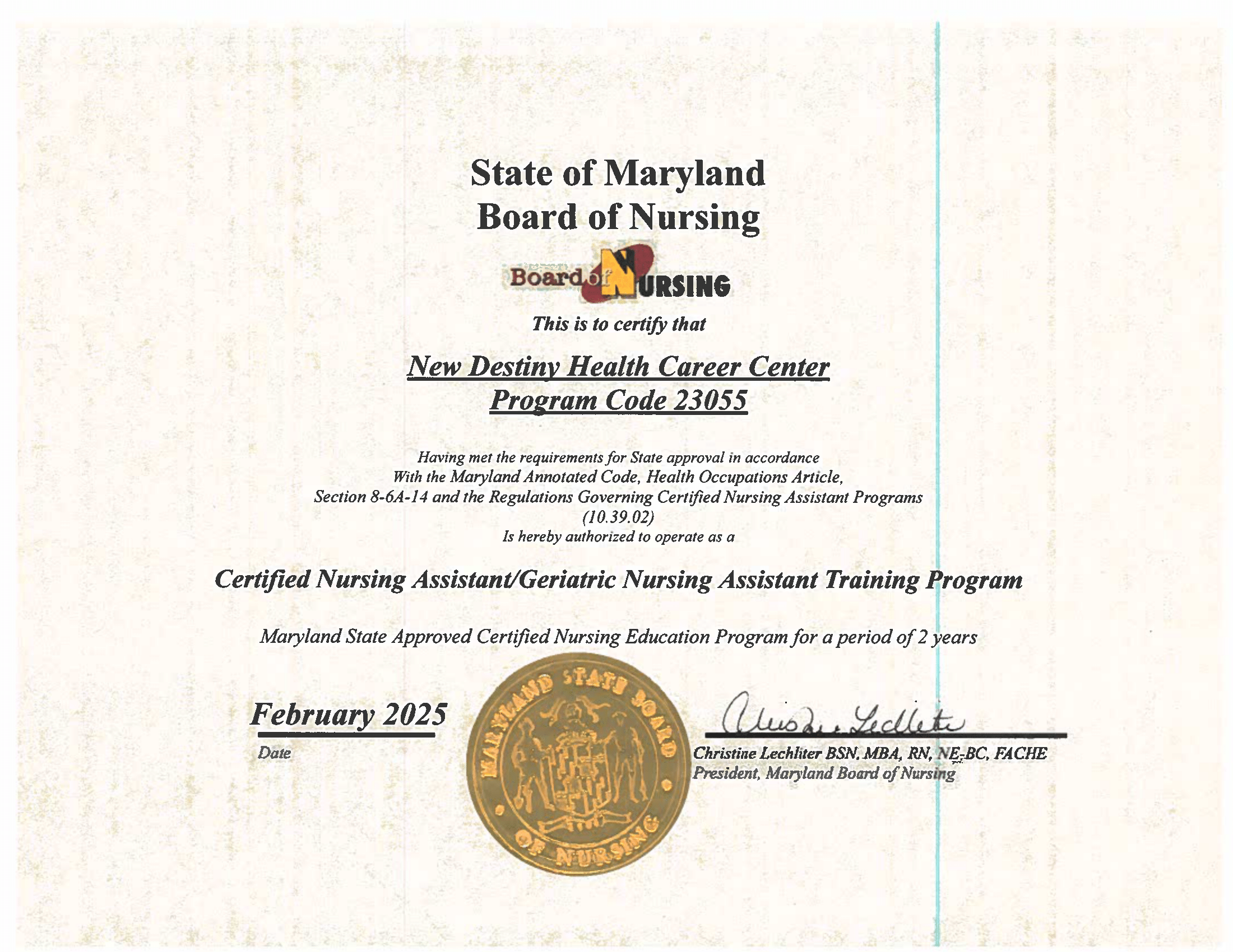 Certified Nursing Assistant – New Destiny Health Career Center